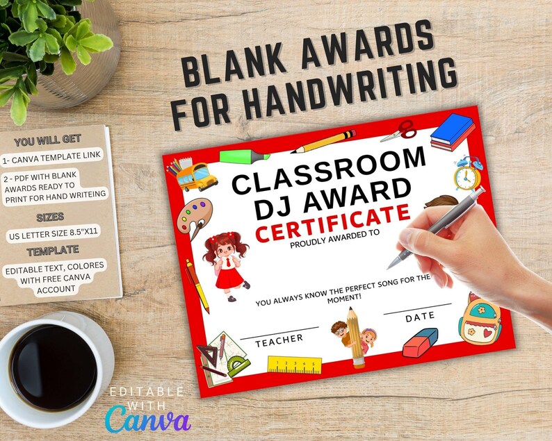 Editable Classroom Awards Certificates, Printable School Award, Student ...