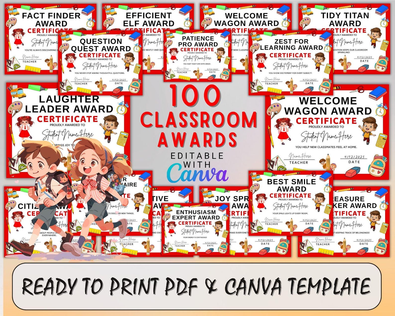 Editable Classroom Awards Certificates, Printable School Award, Student ...