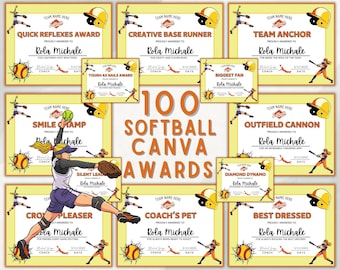Editable Softball Award Certificates, Softball Team Awards, Softball ...