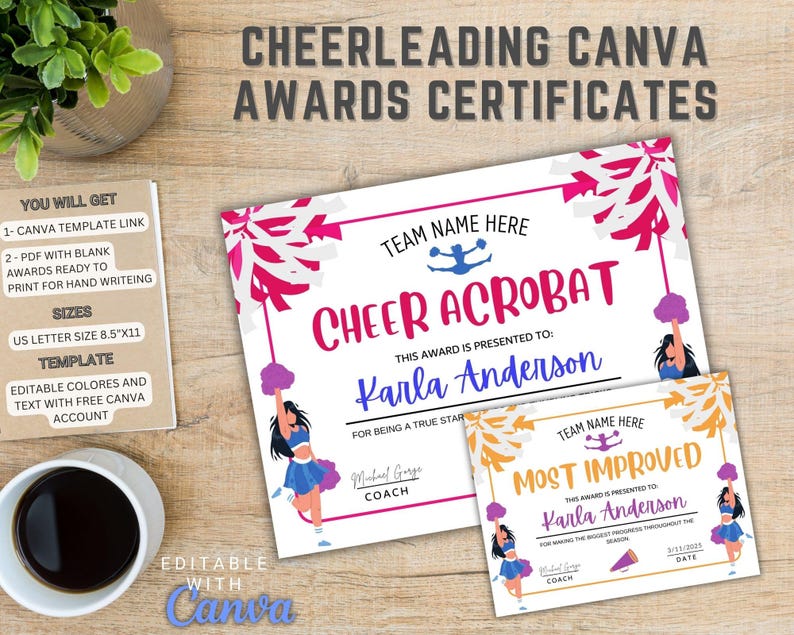 Cheerleading Certificate Bundle | Canva Template | Editable Cheer ...