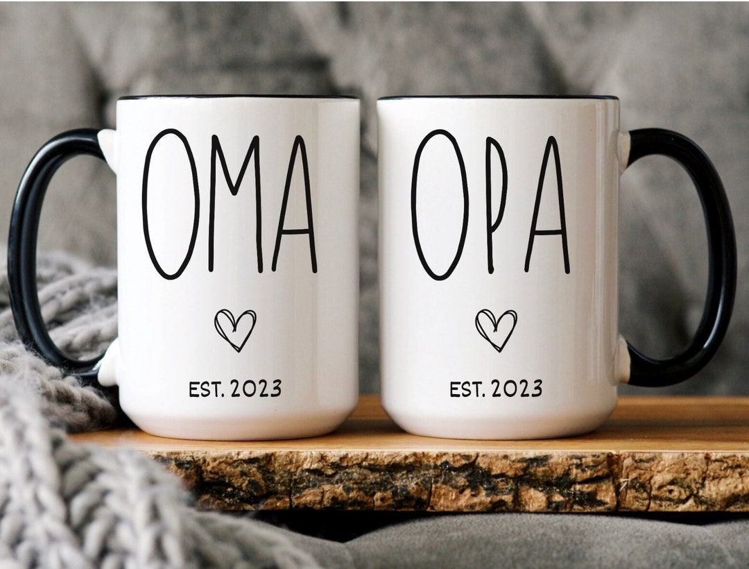 New Oma Opa Mug, New Oma Gift, New Opa Gift, New Oma Mug, New Opa Mug, Pregnancy Reveal ...