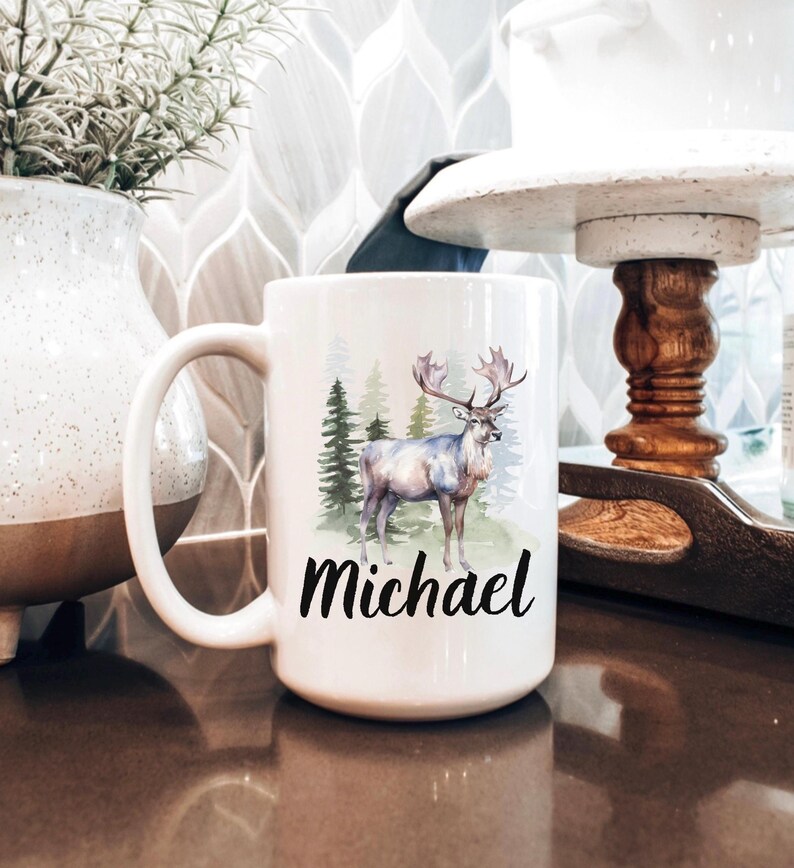 Retro Deer Wilderness Scene Mug Personalized Deer Nineties Vintage Buck ...
