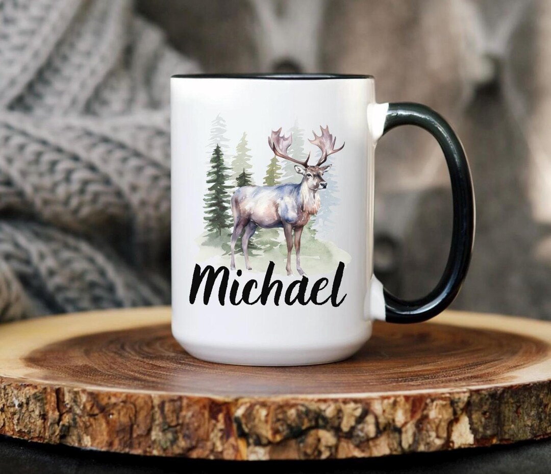 Retro Deer Wilderness Scene Mug Personalized Deer Nineties Vintage Buck ...