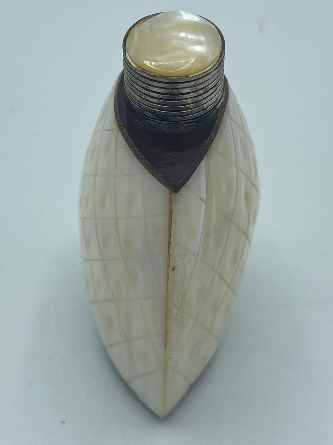 Vintage Etched Mother of Pearl Perfume Bottle With Matching Screw-top ...