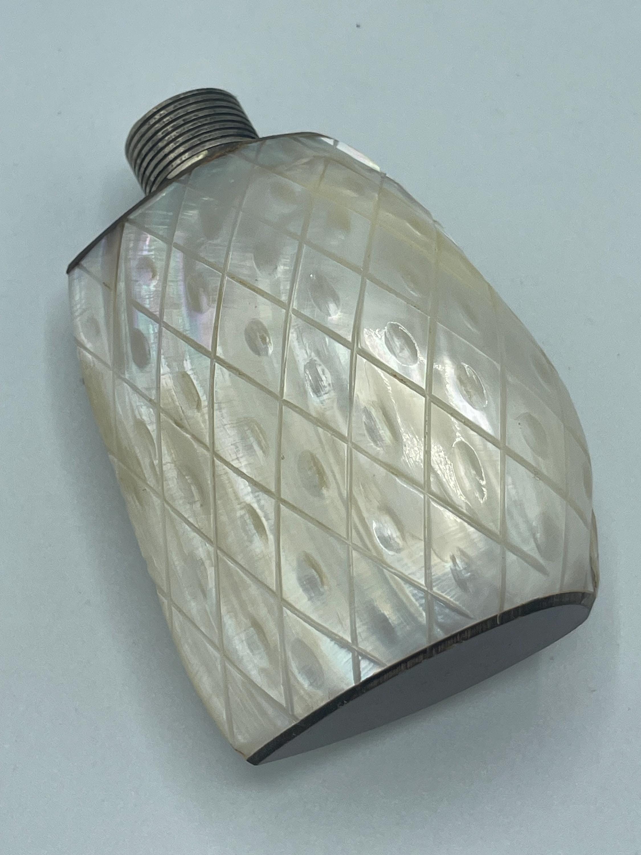 Vintage Etched Mother of Pearl Perfume Bottle With Matching Screw-top ...