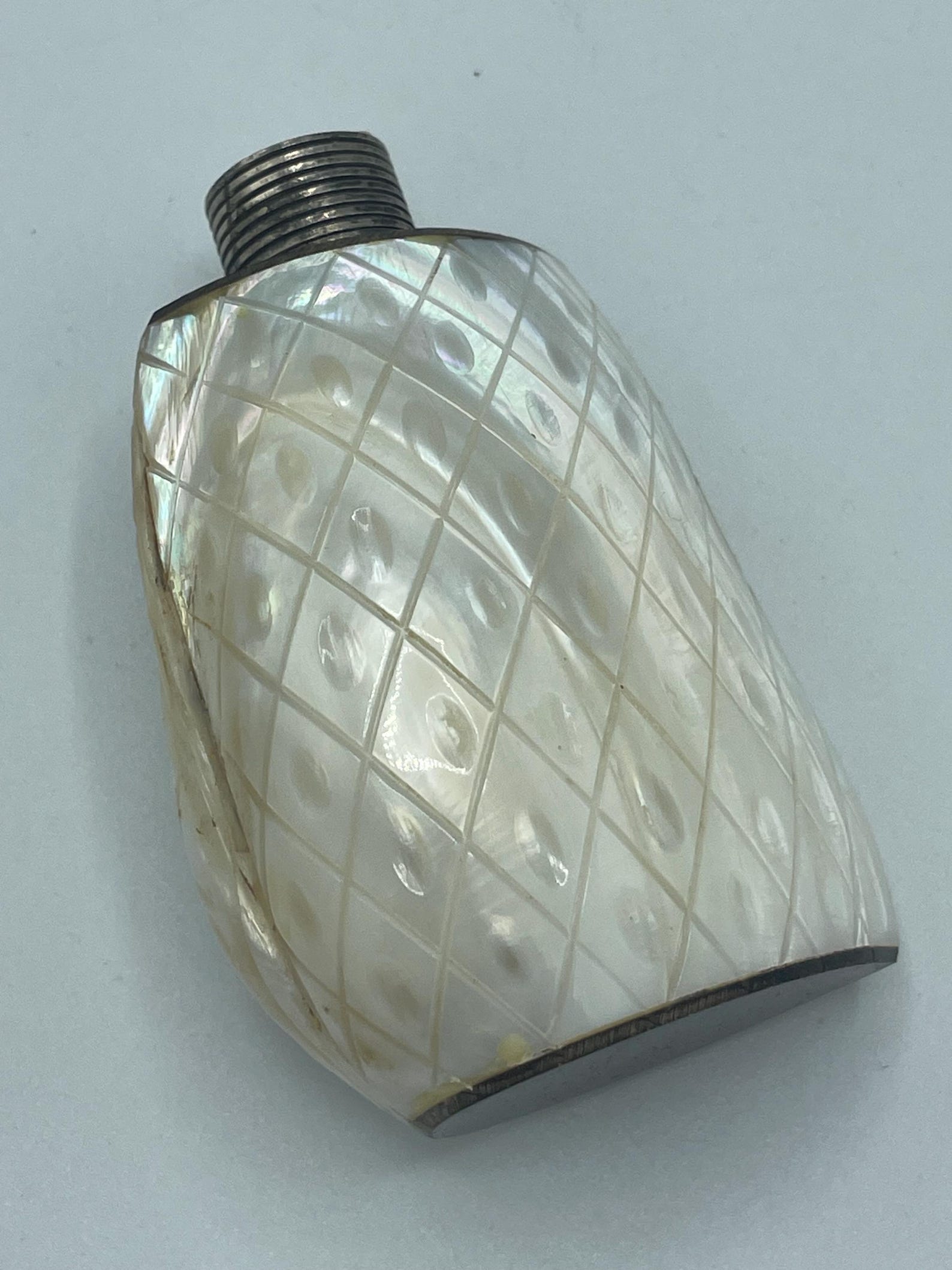 Vintage Etched Mother of Pearl Perfume Bottle With Matching Screw-top ...