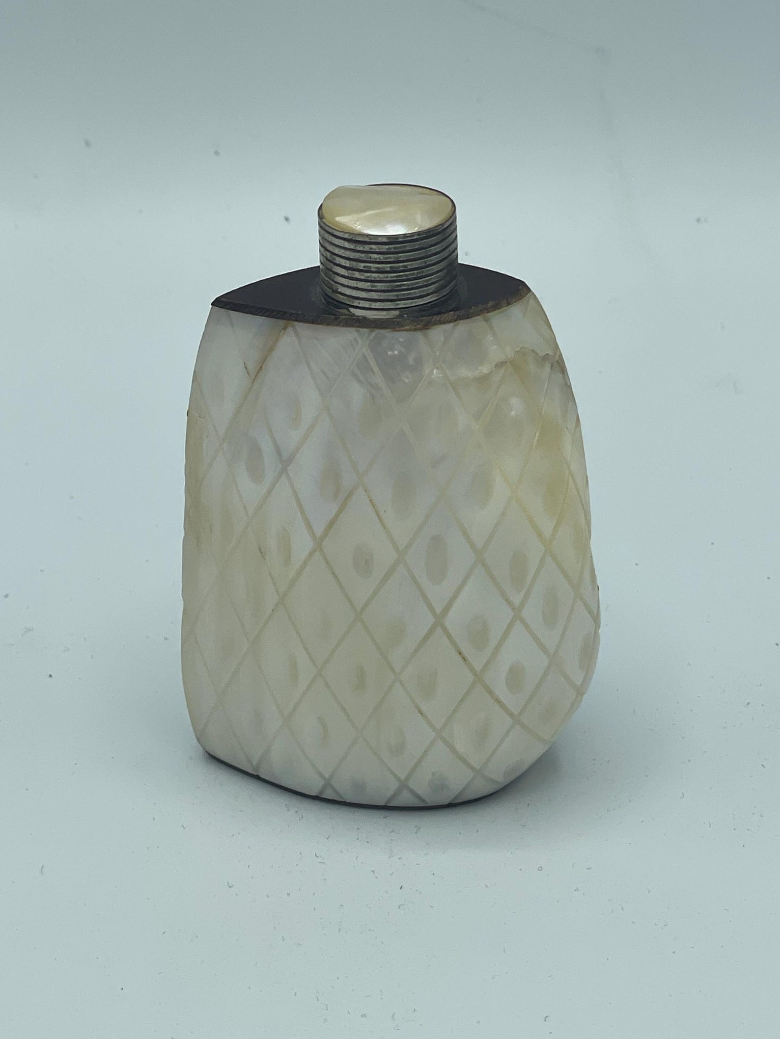 Vintage Etched Mother of Pearl Perfume Bottle With Matching Screw-top ...