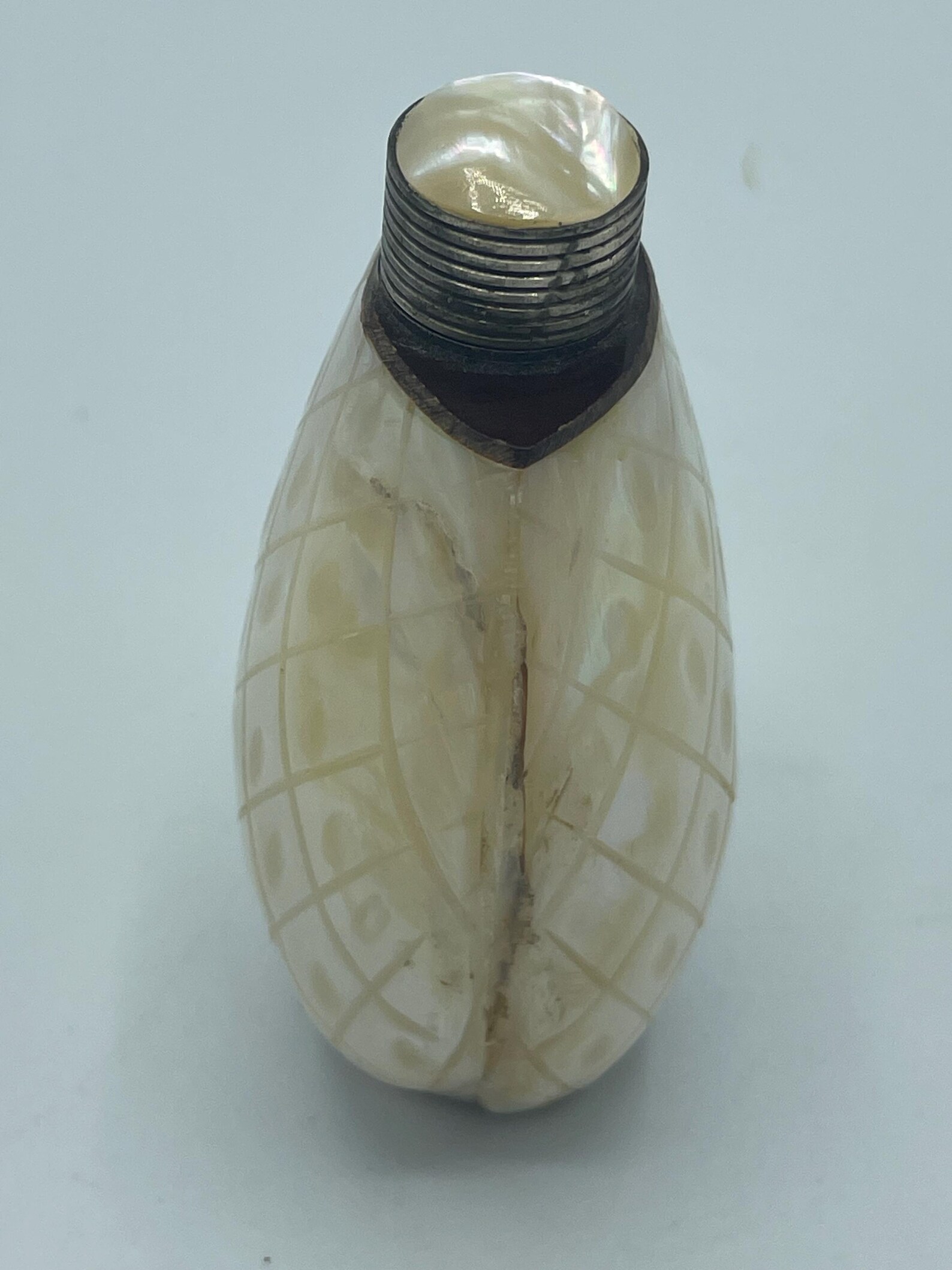 Vintage Etched Mother of Pearl Perfume Bottle With Matching Screw-top ...