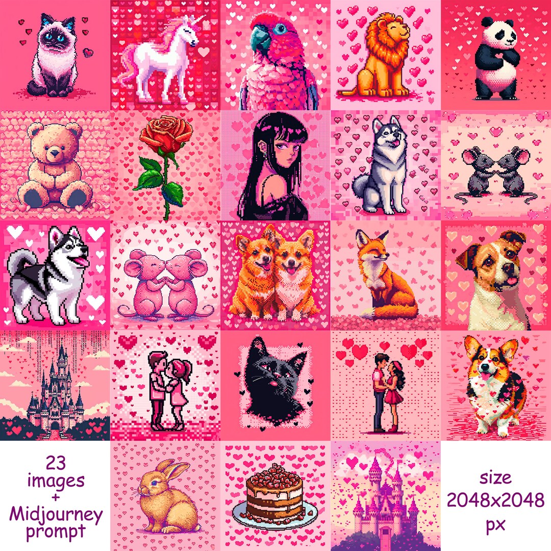 Romantic Pixel Art for Valentine's Day - Digital Post Card - Download ...