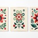 Scandinavian Folk Art Flower Wall Art Set of 3, Nordic Prints, Bedroom ...