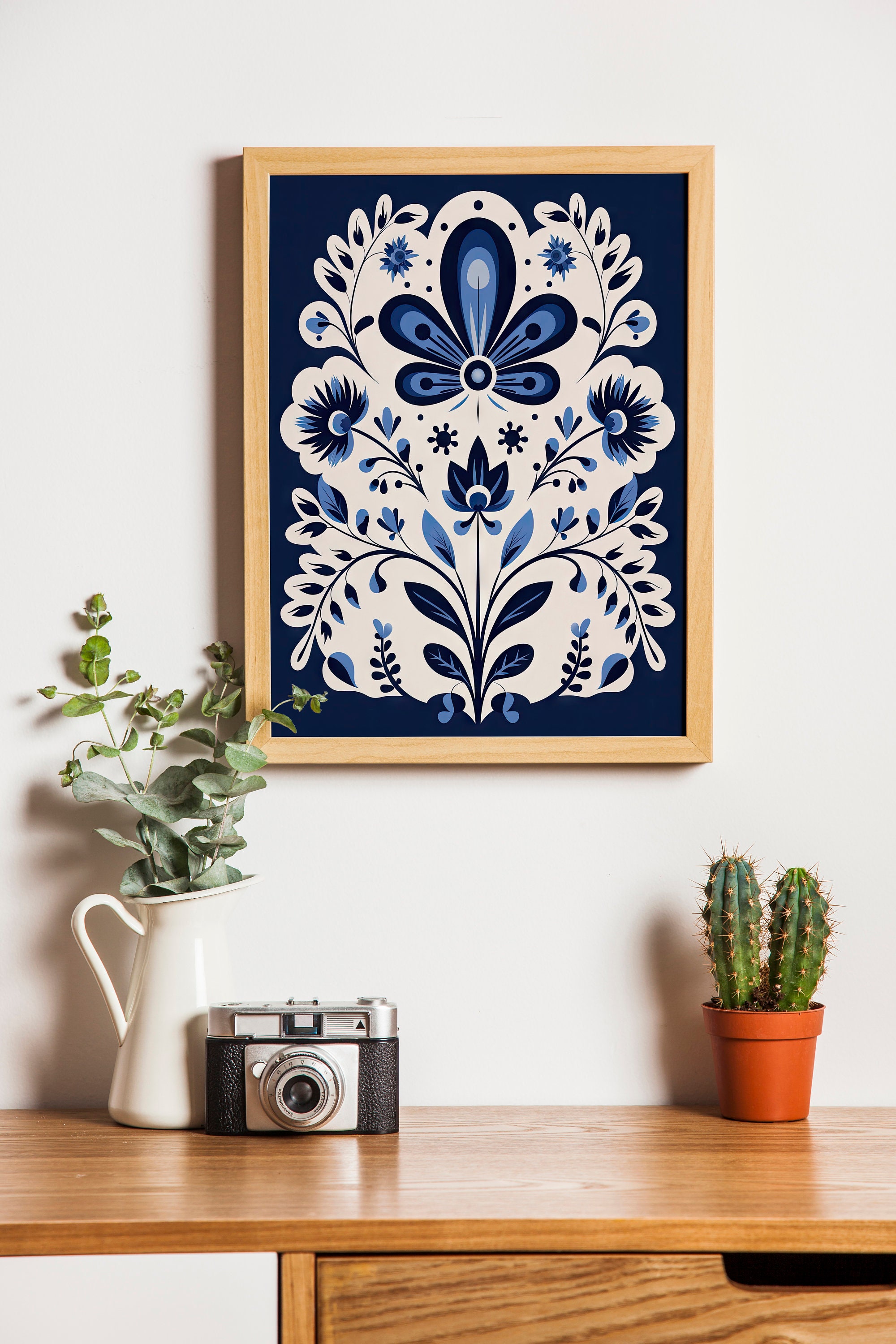 Scandinavian Folk Art Flower Wall Art, Nordic Prints, Bedroom Living ...