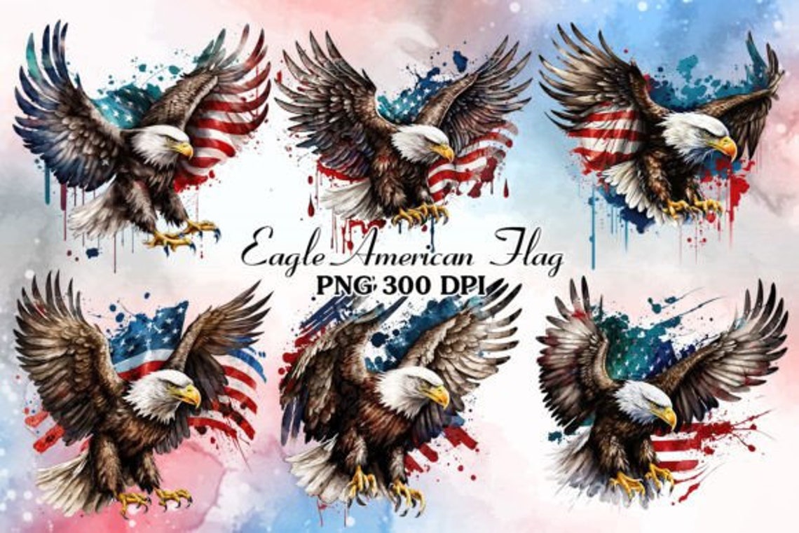 Eagle American Flag Sublimation Clipart 4th of July PNG - Etsy