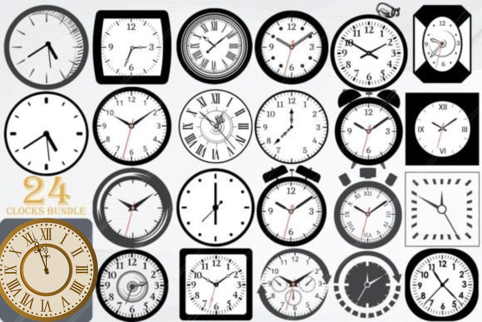 45 CLOCK FACE SVG, Clock Svg, Clock Face Clipart Bundle Cut Files,clock ...