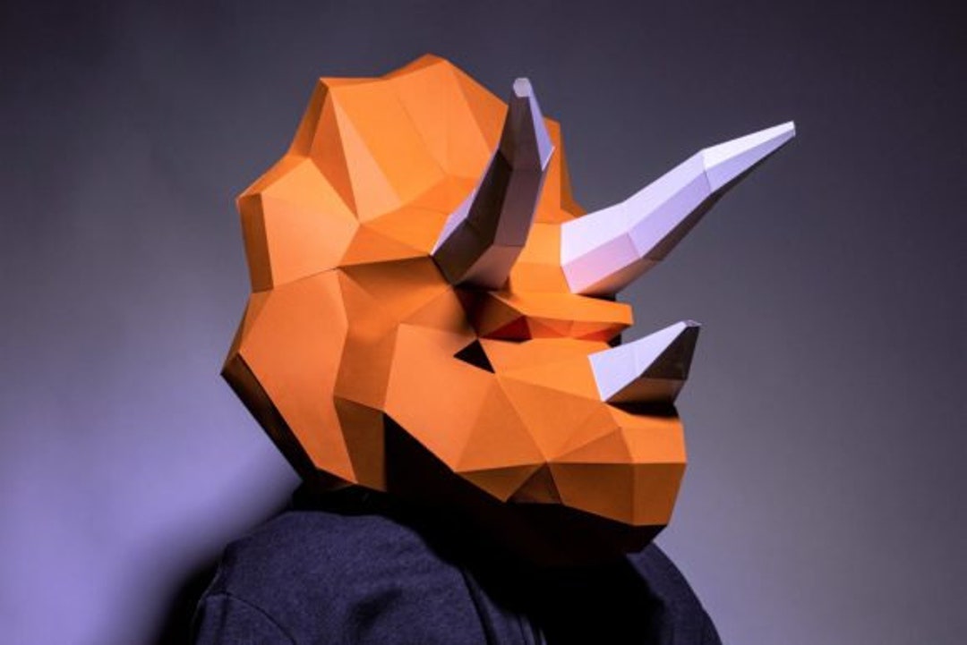 Triceratops Mask Paper Craft Digital Mask 3D Origami Face - Etsy
