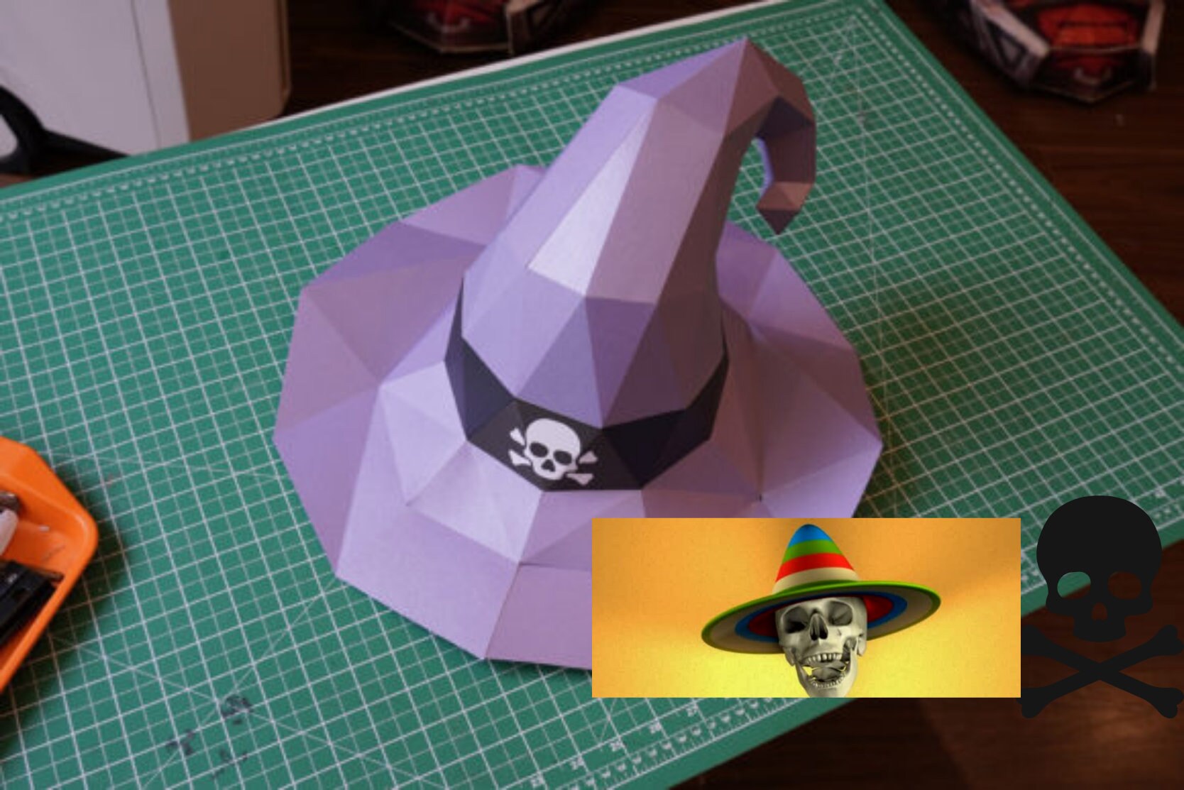 Skull Mask Witch Hat Papercraft: Easy 3D Paper Design for - Etsy