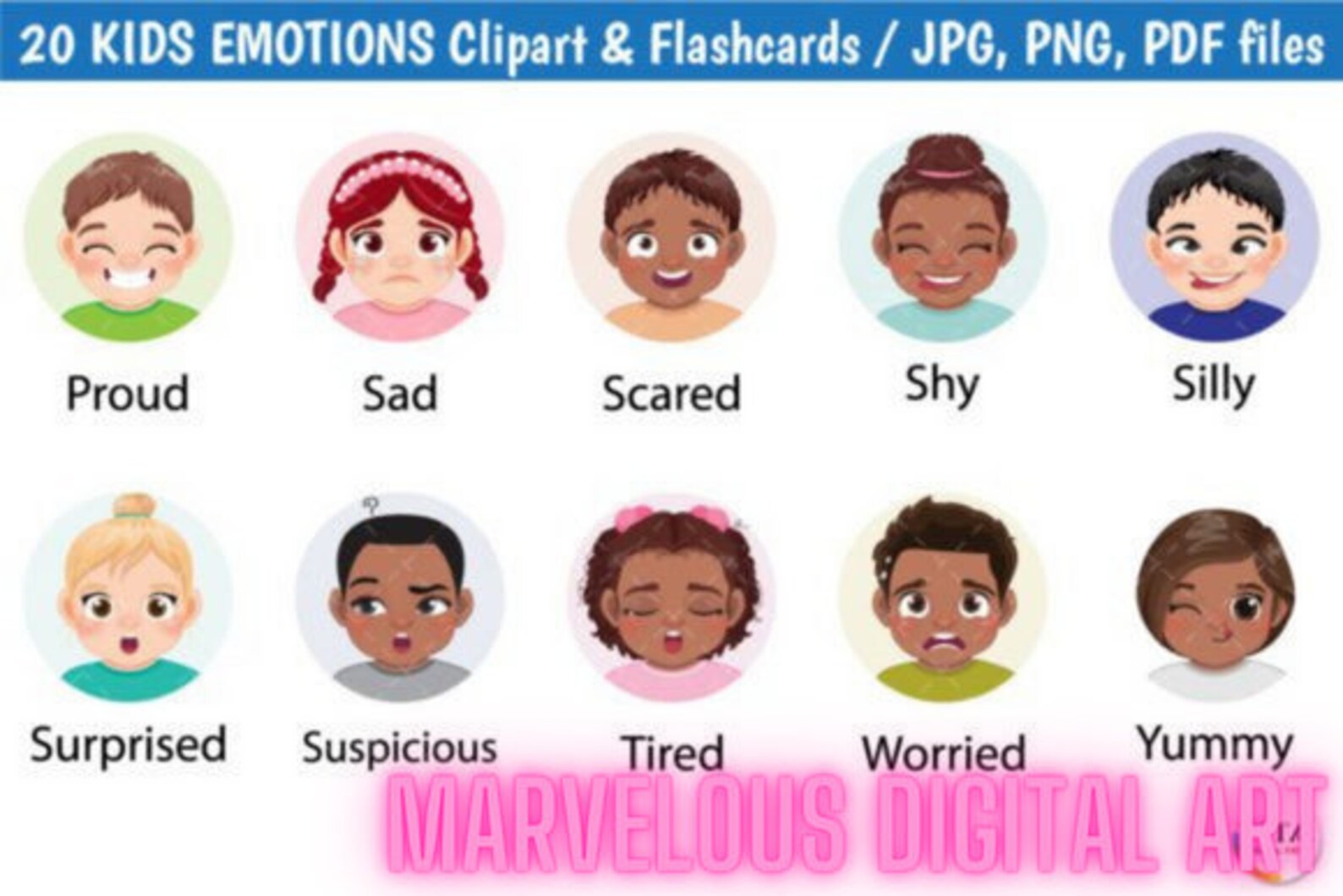 Kids Emotions Clipart Emotion Flashcards Emotions - Etsy