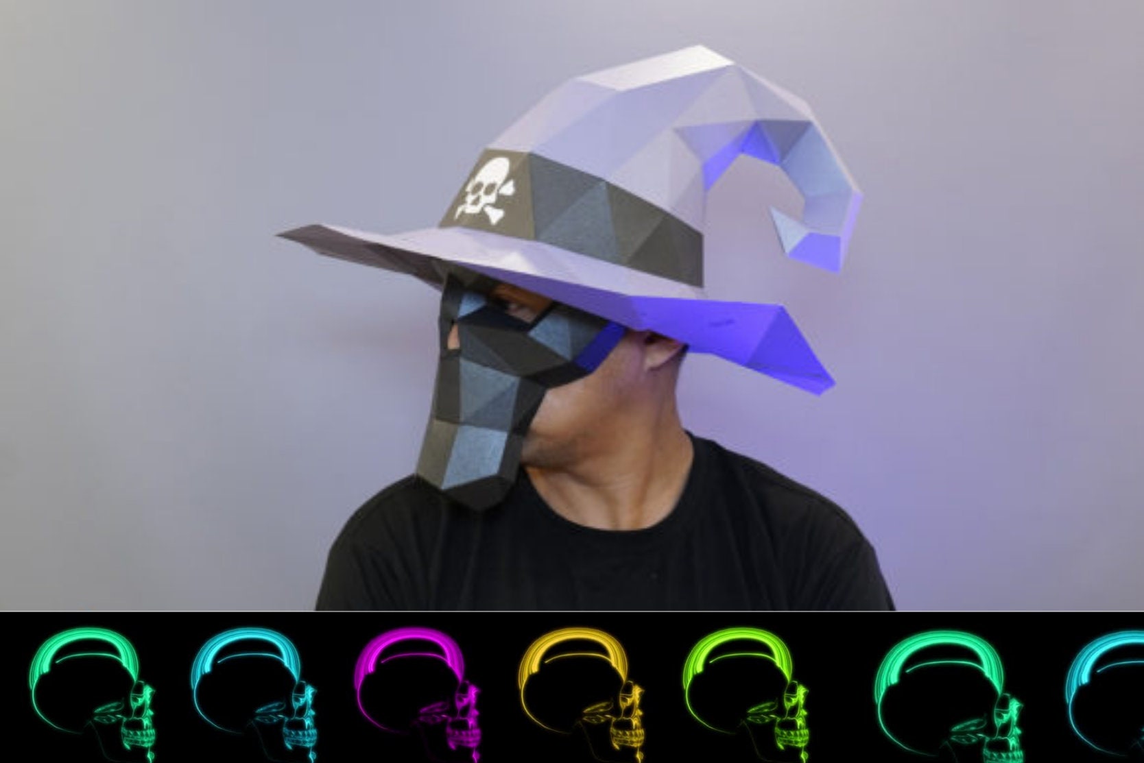 Skull Mask Witch Hat Papercraft: Easy 3D Paper Design for - Etsy