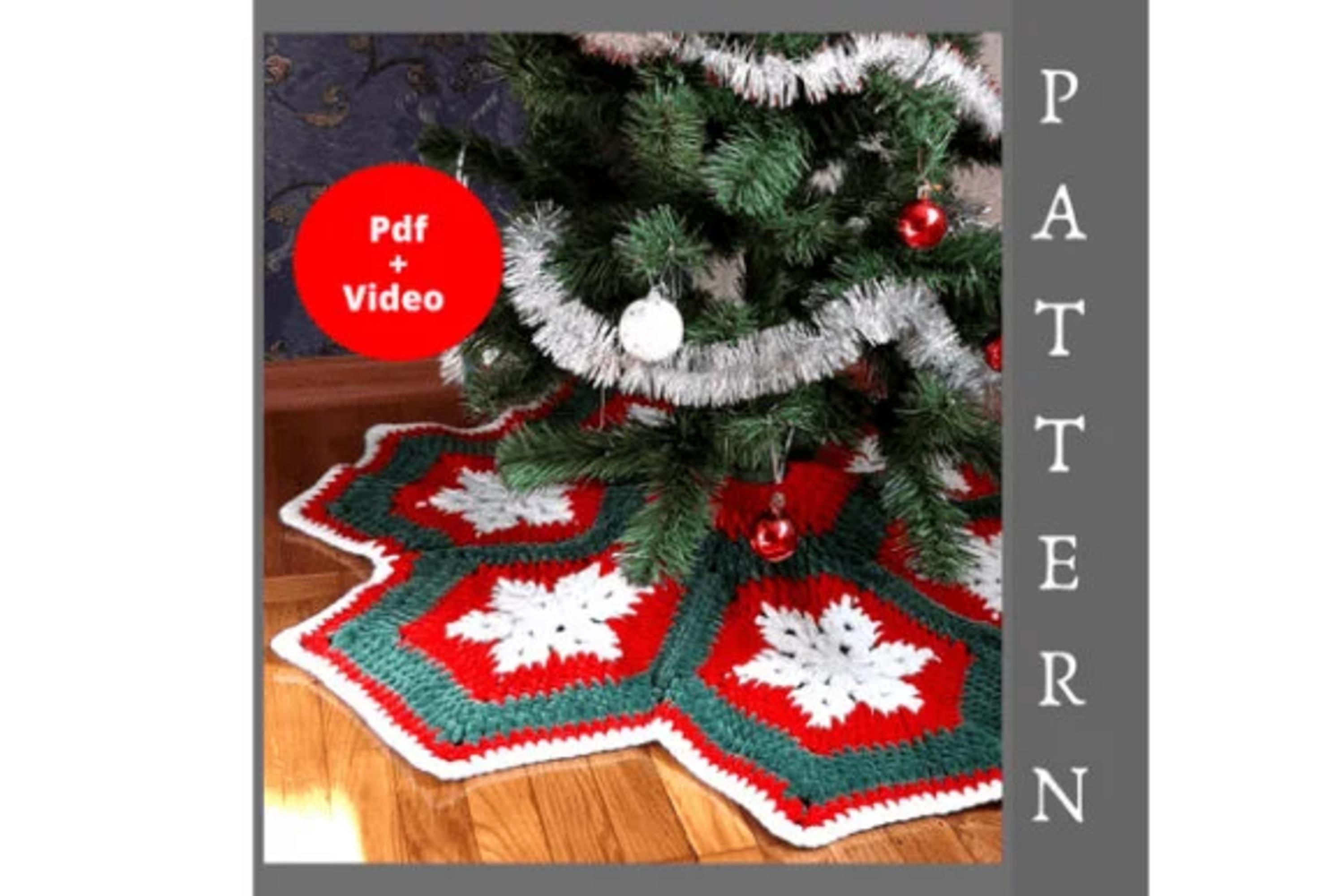 Christmas Tree Skirt Crochet Pattern With Mini Tree Skirt Options and ...