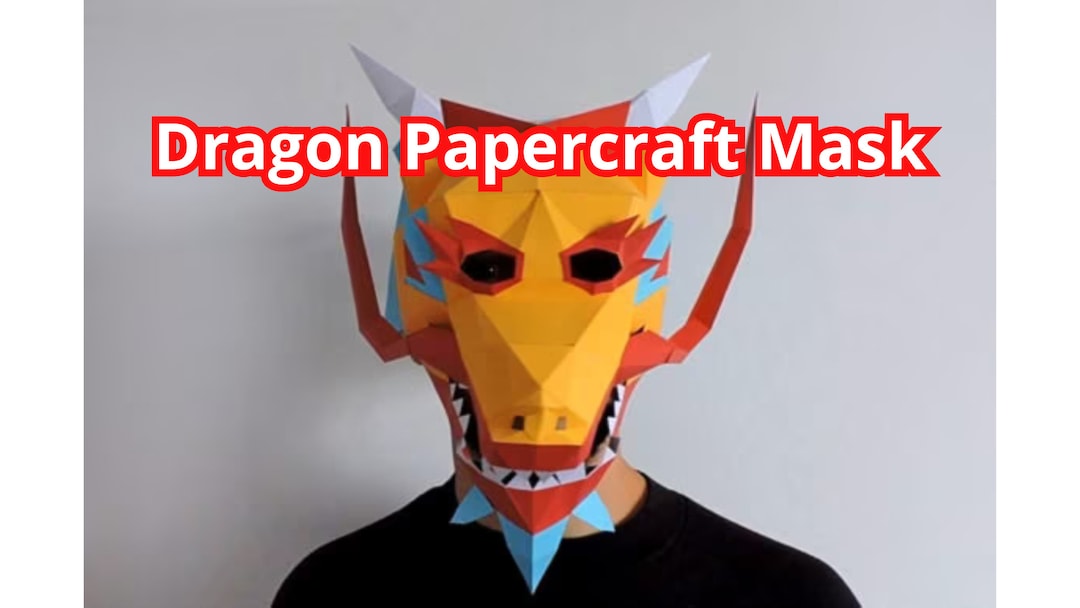 3D Papercraft Chinese Dragon Mask: DIY Low Poly Dragon Mask DIY Dragon ...