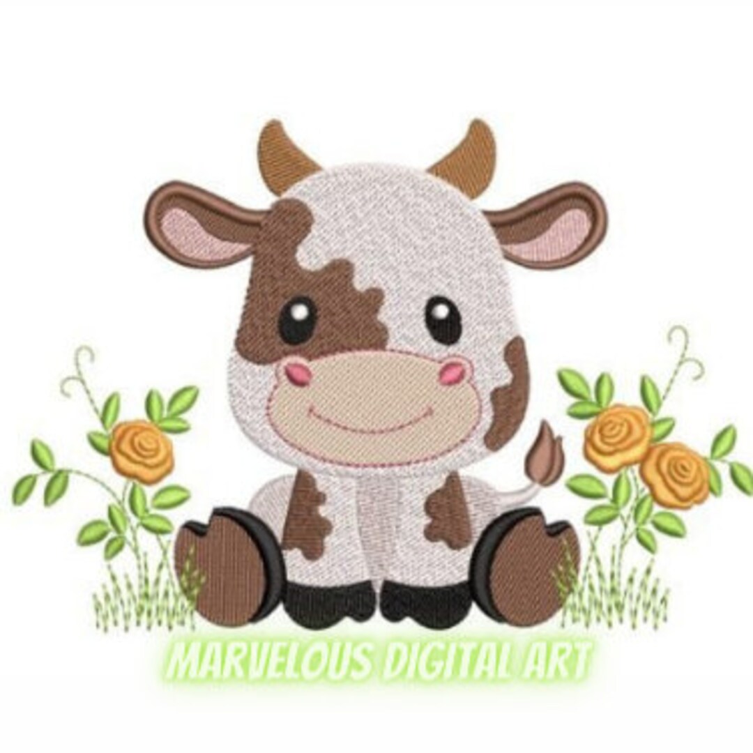 Cow Embroidery Design / Baby Cow Pattern / Farm Animal & Baby Animal ...