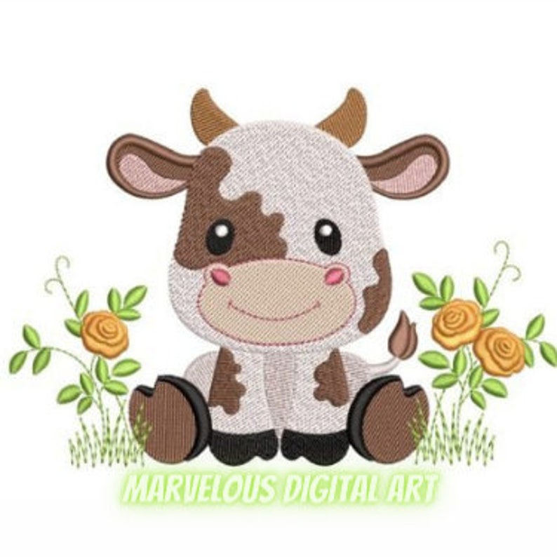 Cow Embroidery Design / Baby Cow Pattern / Farm Animal & Baby Animal ...