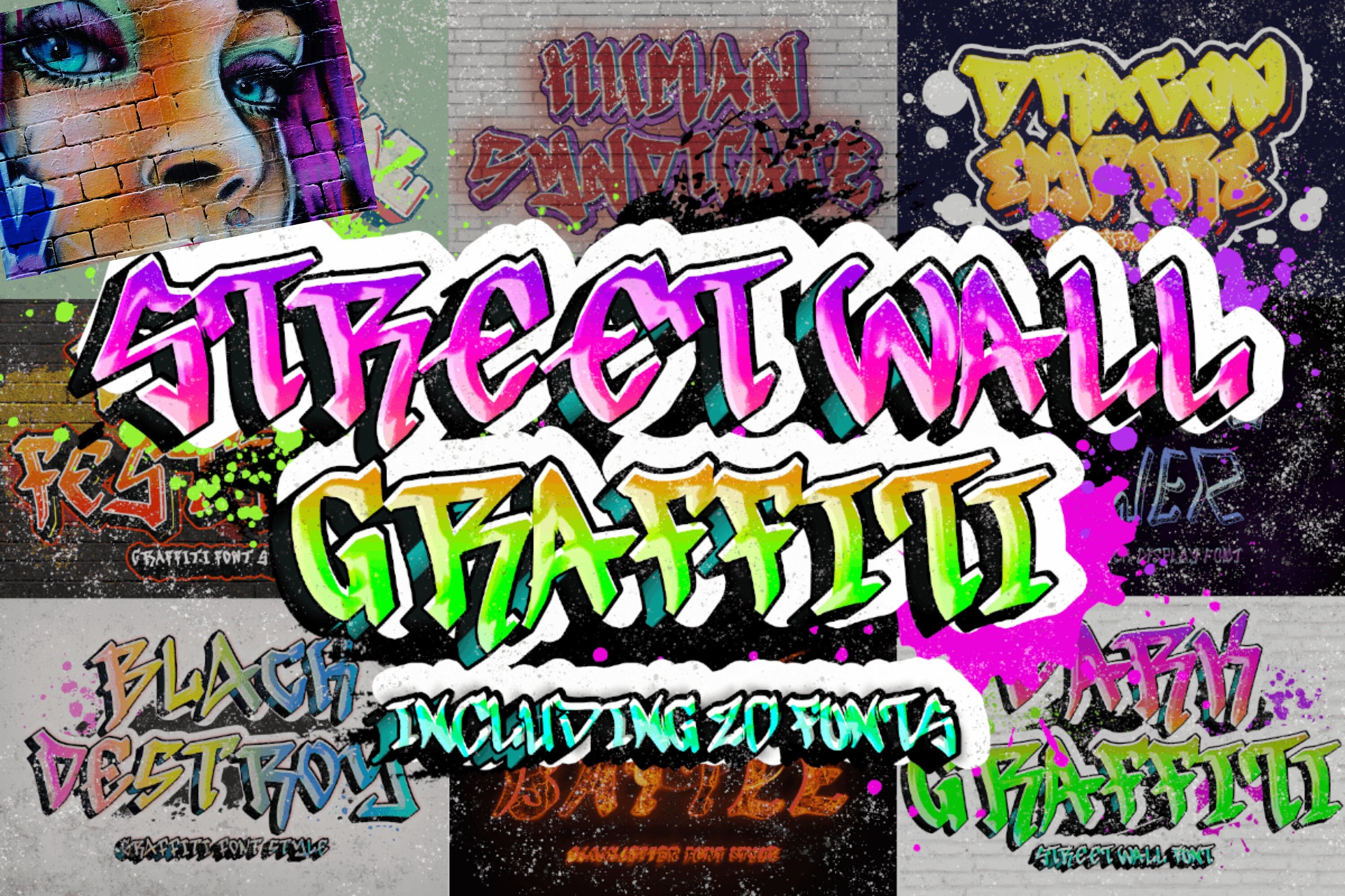 Graffiti Font Bundle, Graffiti Wall Art, Graffiti Font, Graffiti ...