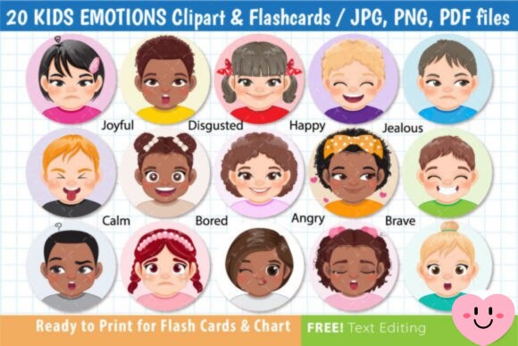Kids Emotions Clipart Emotion Flashcards Emotions - Etsy