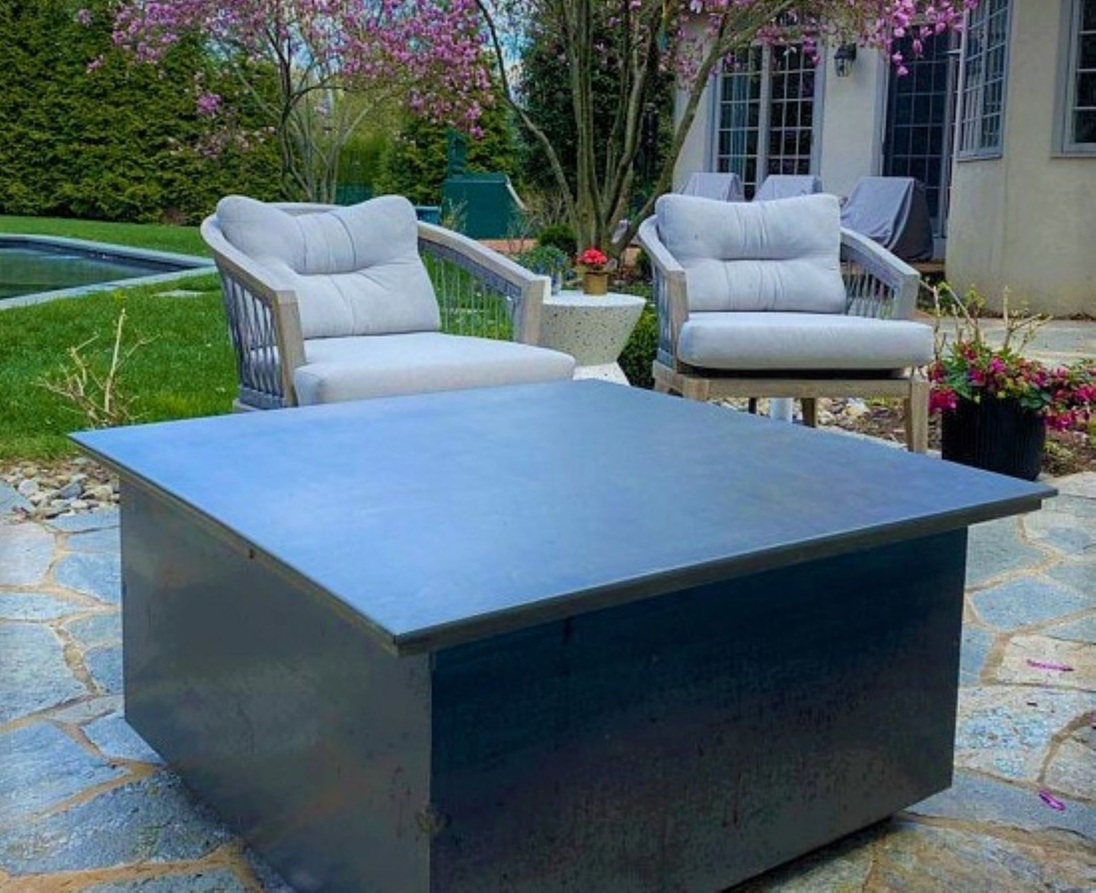 Classic Edge Fire Pit Topper With Black Stain Outdoor Patio - Etsy