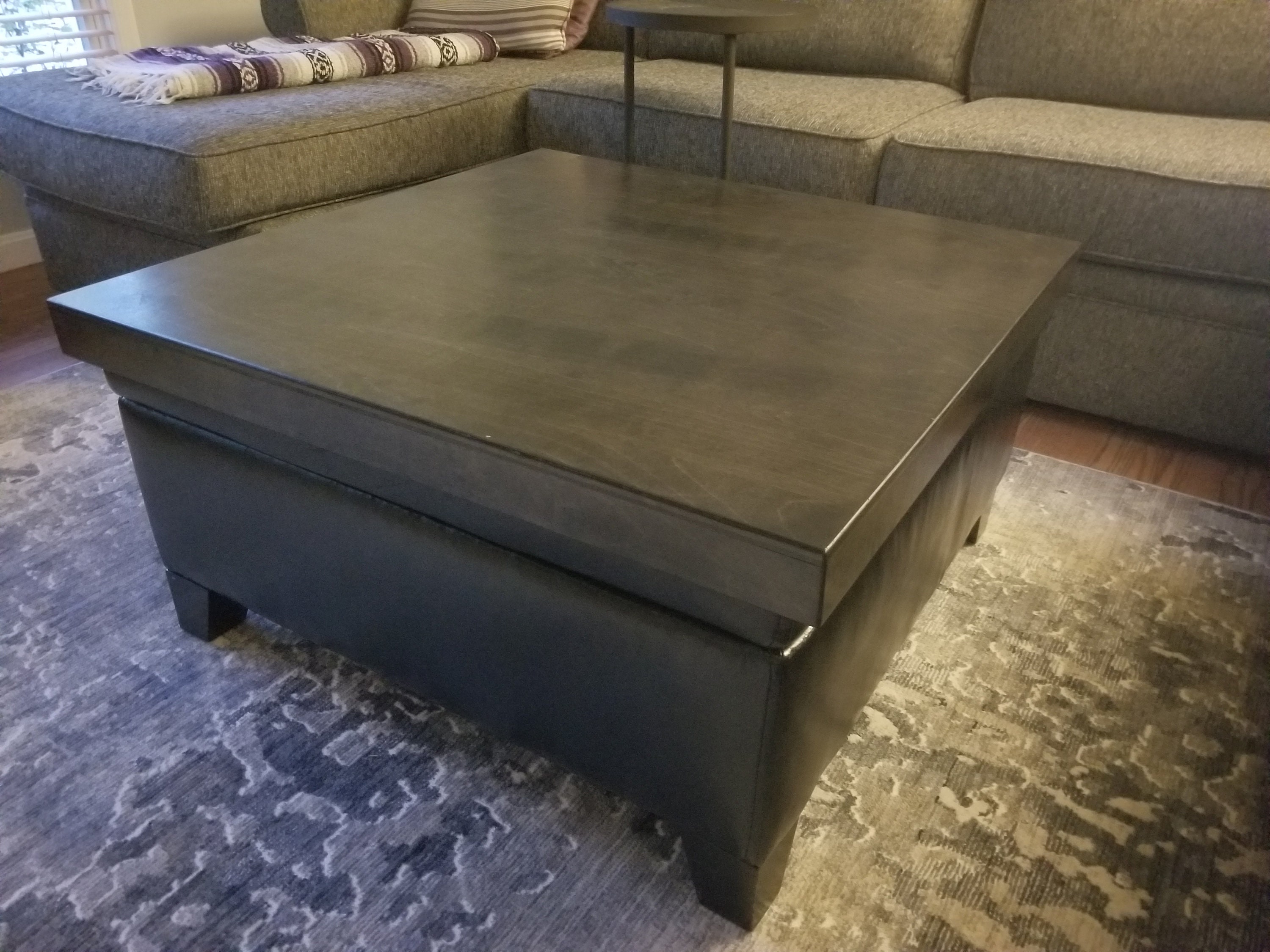 Ottoman Topper With Modern Edge Ottoman Coffee Table Sled Tray Over ...