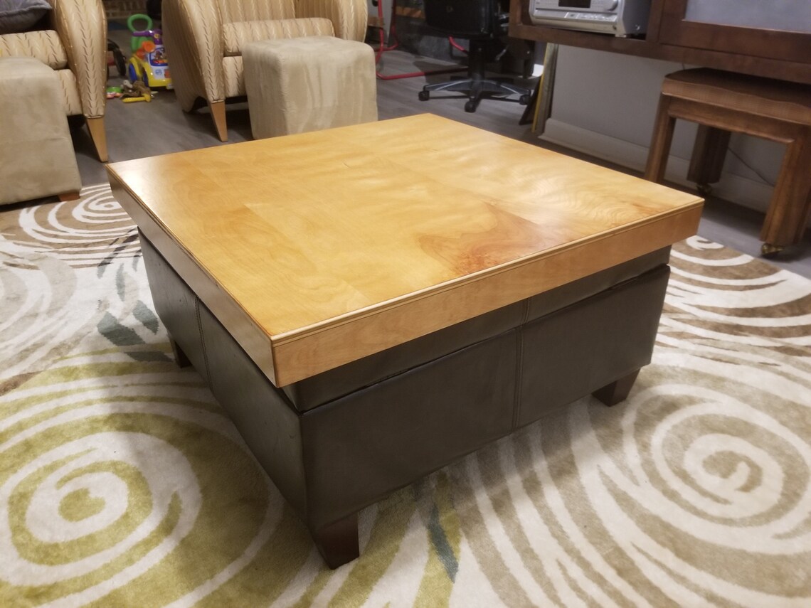 Ottoman Topper With Modern Edge Ottoman Coffee Table Sled Tray Over ...