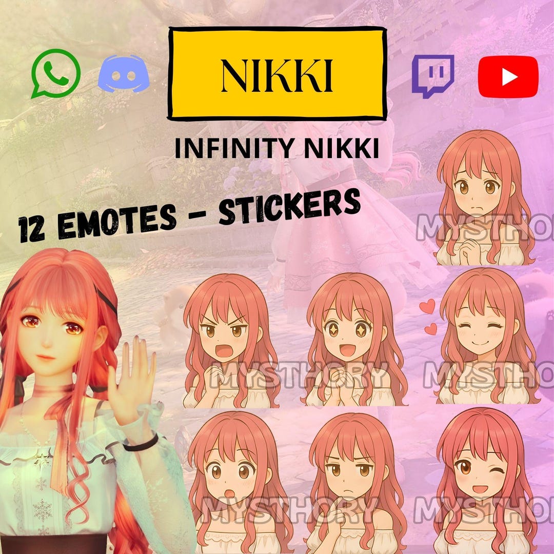 NIKKI Emotes From the INFINITY Nikki Video Game With 12 Chibi-style ...