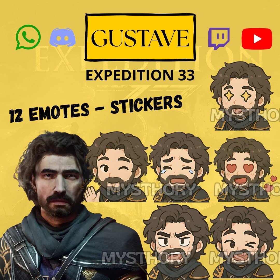 12 GUSTAVE Emotes/stickers From the Video Game EXPEDITION 33 With 12 ...