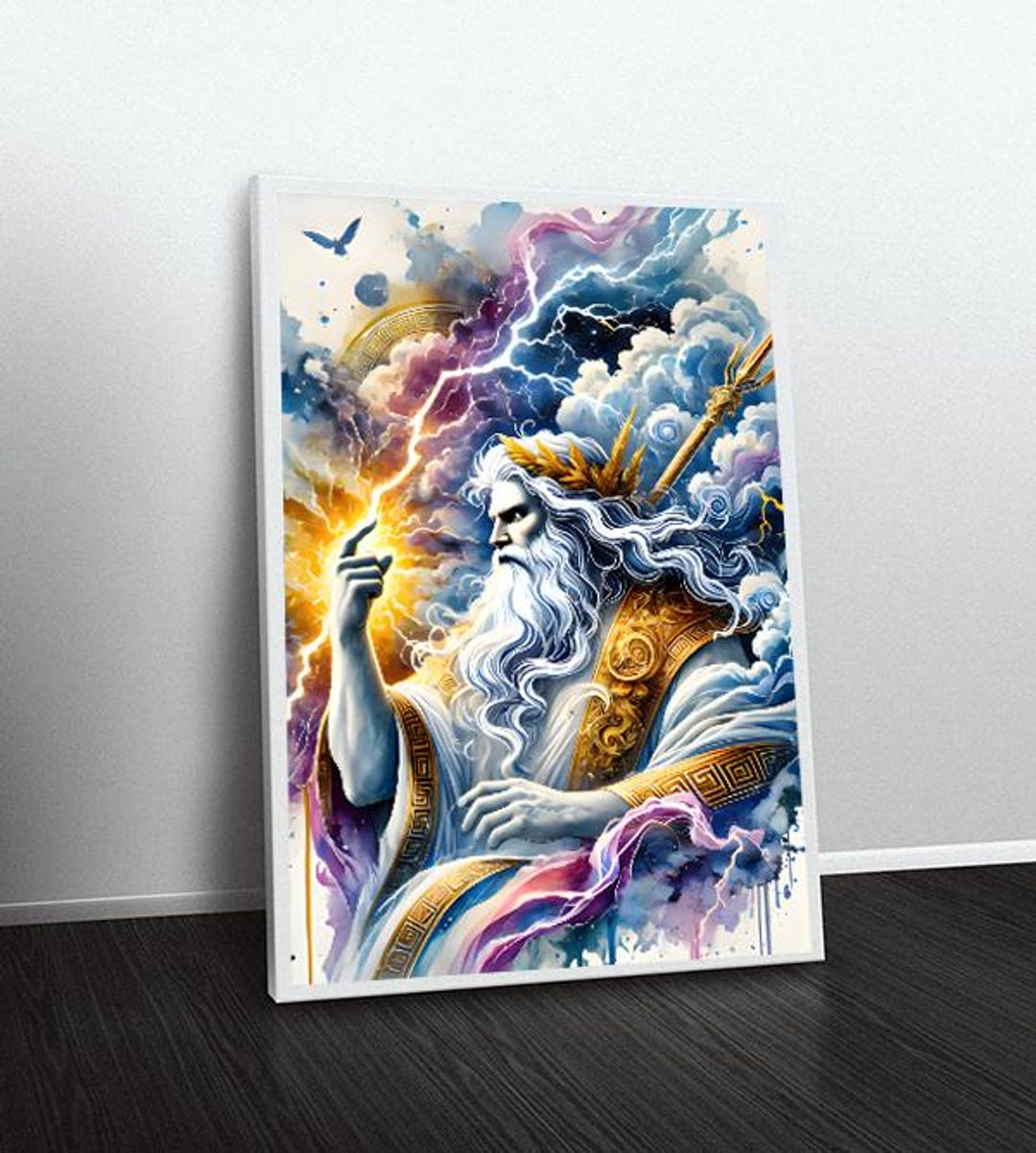 Illustration of Ancient Greek God ZEUS, Colorful Mythology Mural Wall ...
