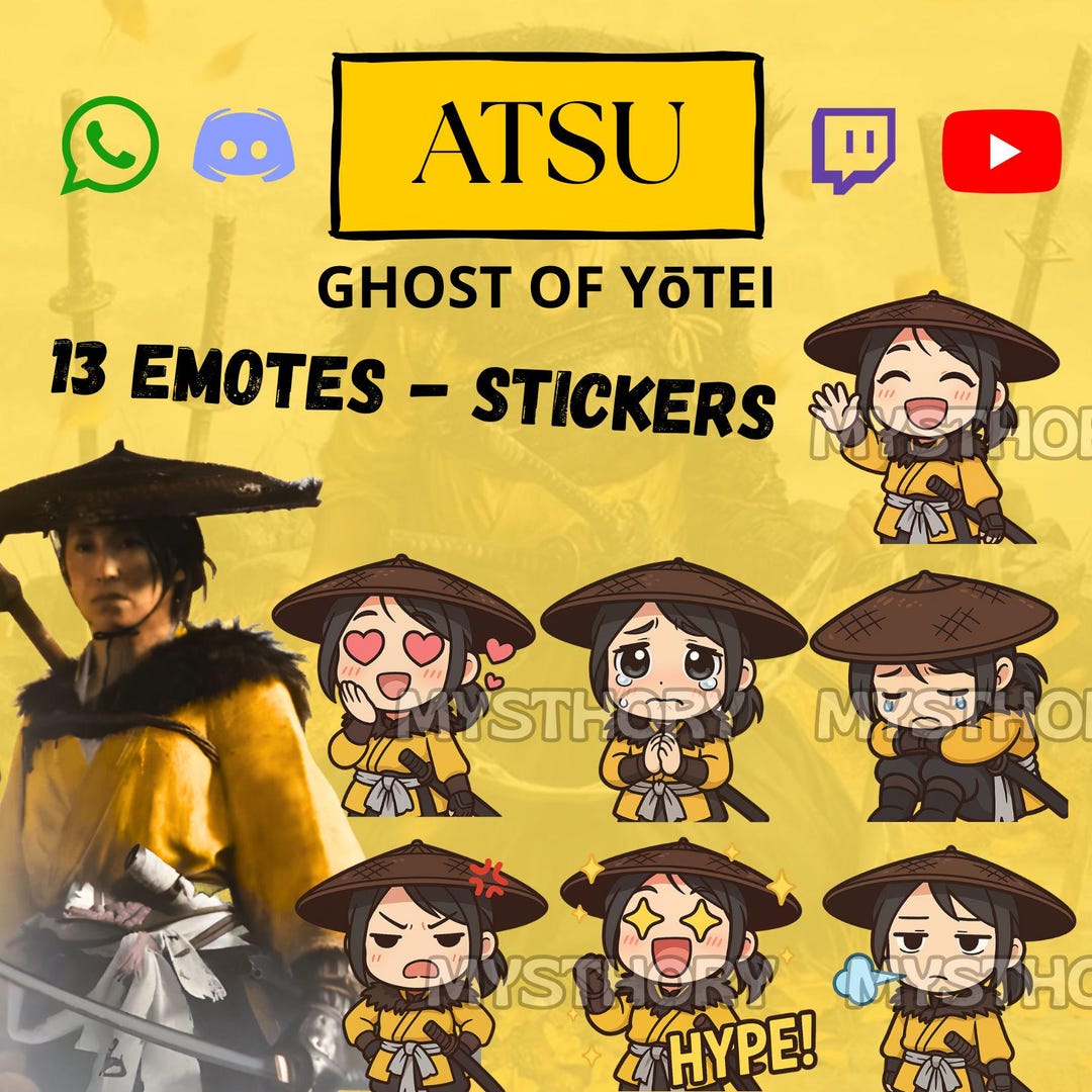 13 Emotes / Stickers ATSU - GHOST of YOTEI - Cute Chibi Streaming ...