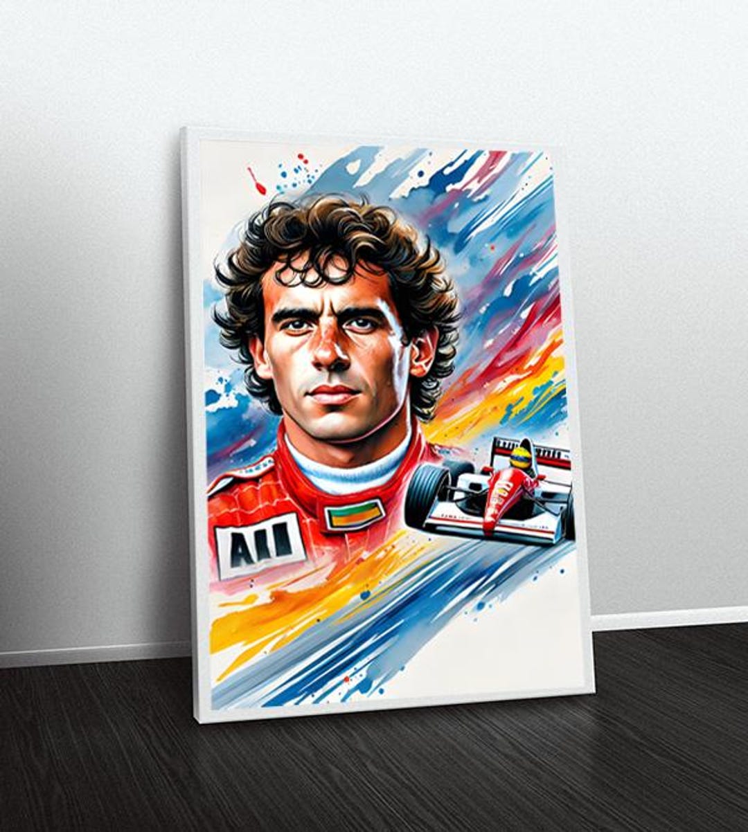 Printable Ayrton Senna Illustration, Wall Art Mural, Colorful ...