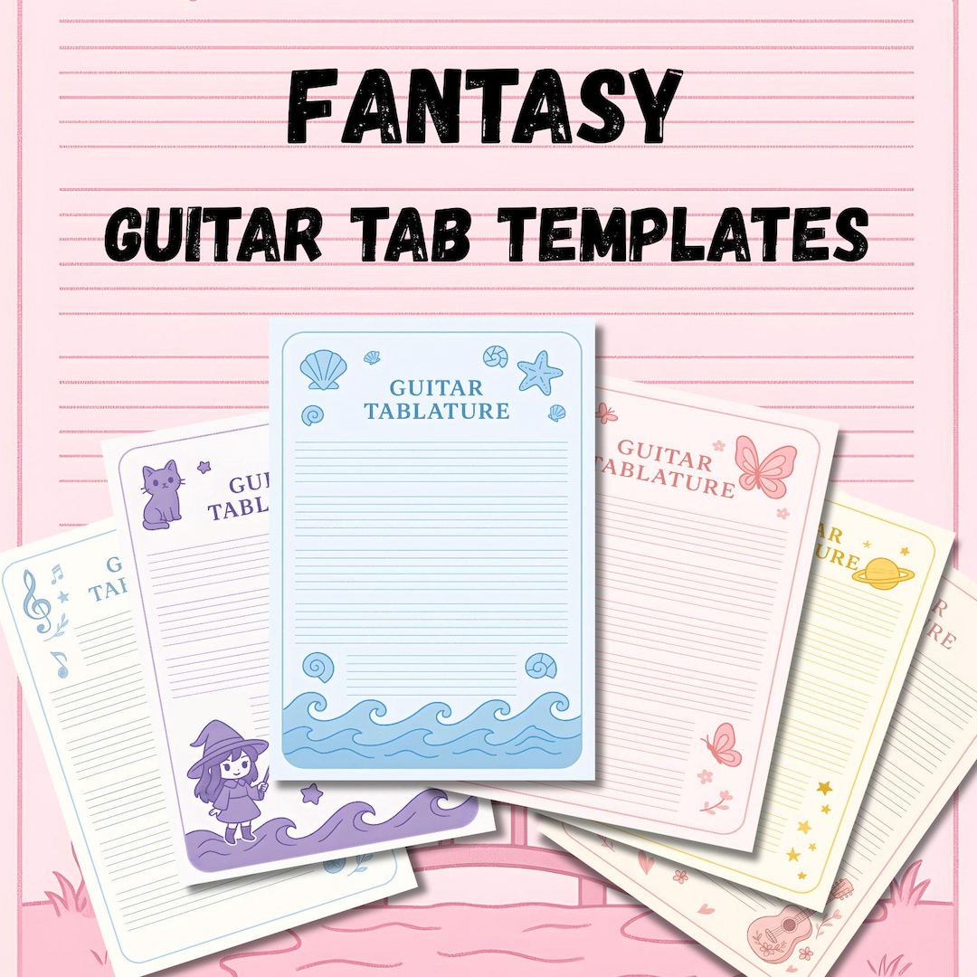 10 Beautiful Printable Blank Guitar Tab Templates With Fancy Decor ...