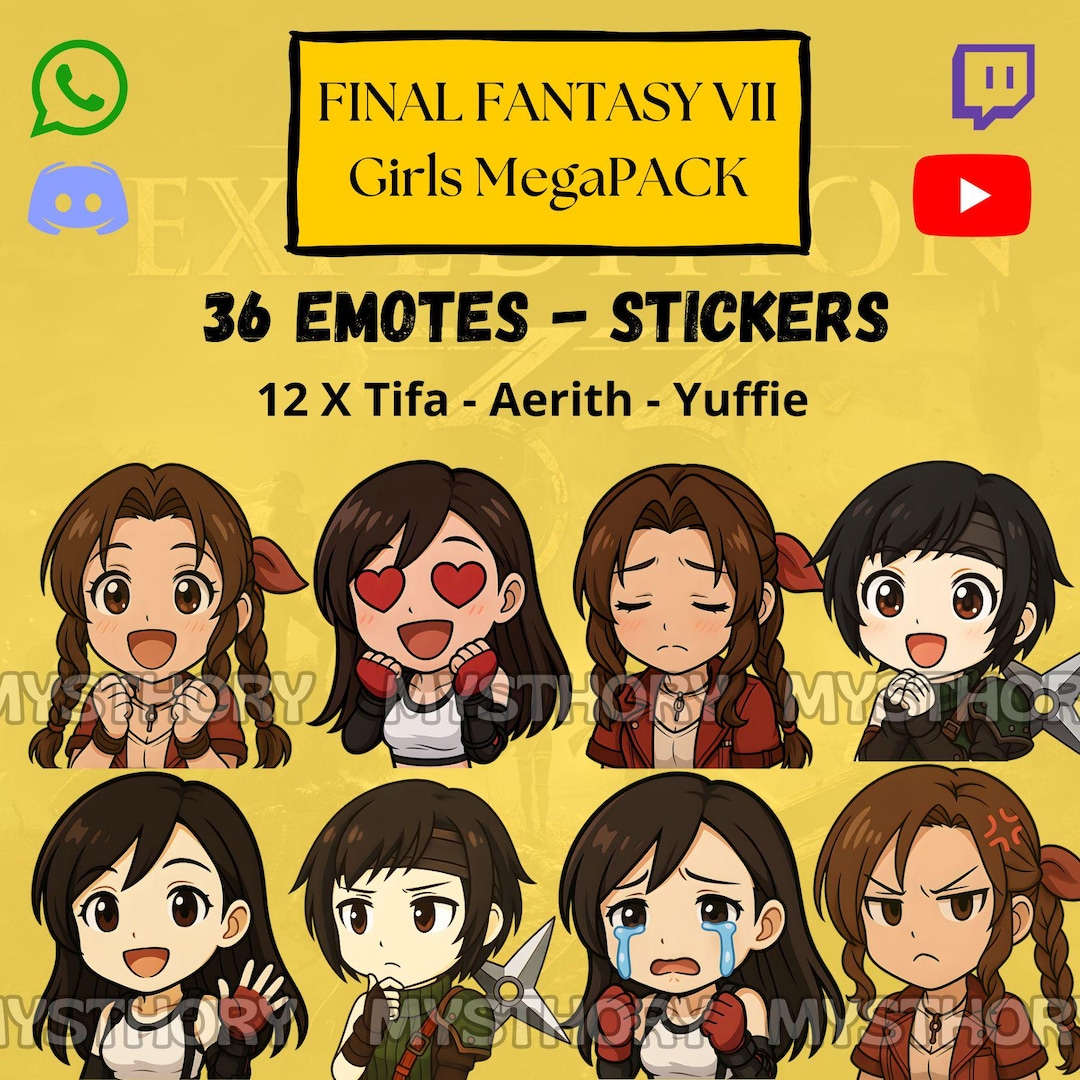 PACK 36 Emotes/stickers of the Girls From the Video Game FINAL Fantasy ...