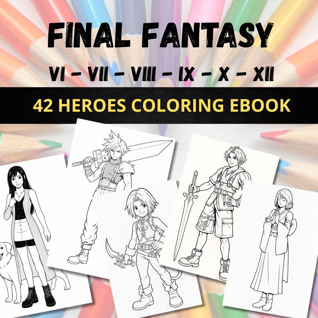 Digital Coloring Book With 42 Characters From FINAL FANTASY 6 - 7 - 8 ...