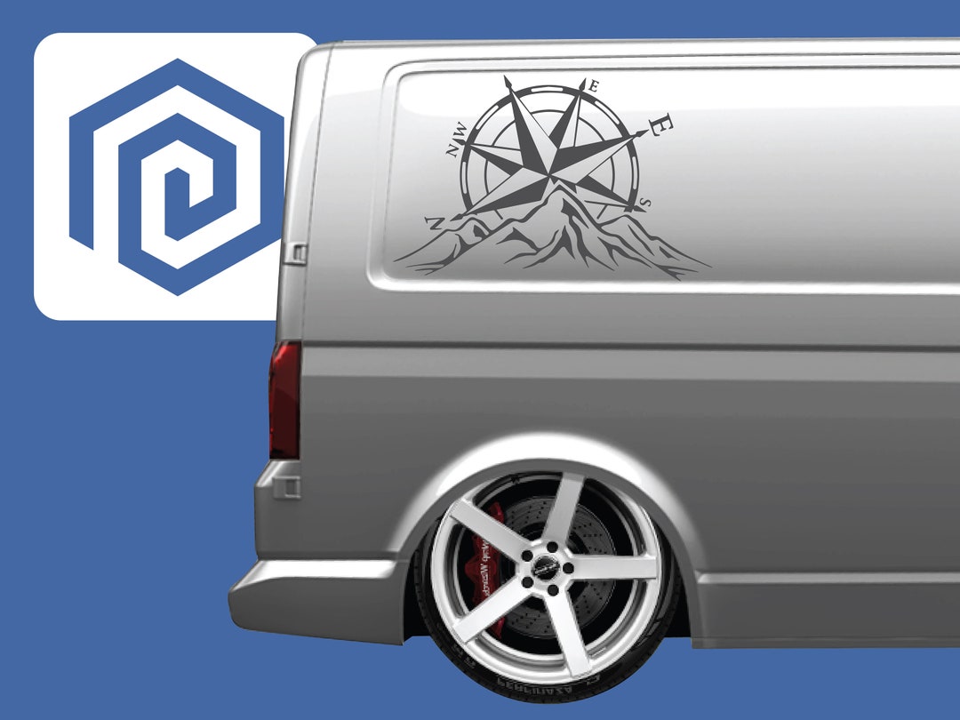 LARGE 2x Compass Mountain Vinyl Decals for Camper Van Caravan Sticker ...