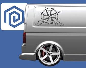 LARGE 2x Compass Mountain Vinyl Decals for Camper Van Caravan Sticker ...