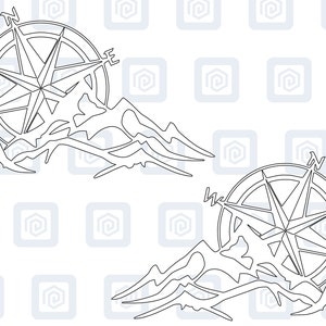 LARGE 2x Compass Mountain Vinyl Decals for Camper Van Caravan Sticker ...