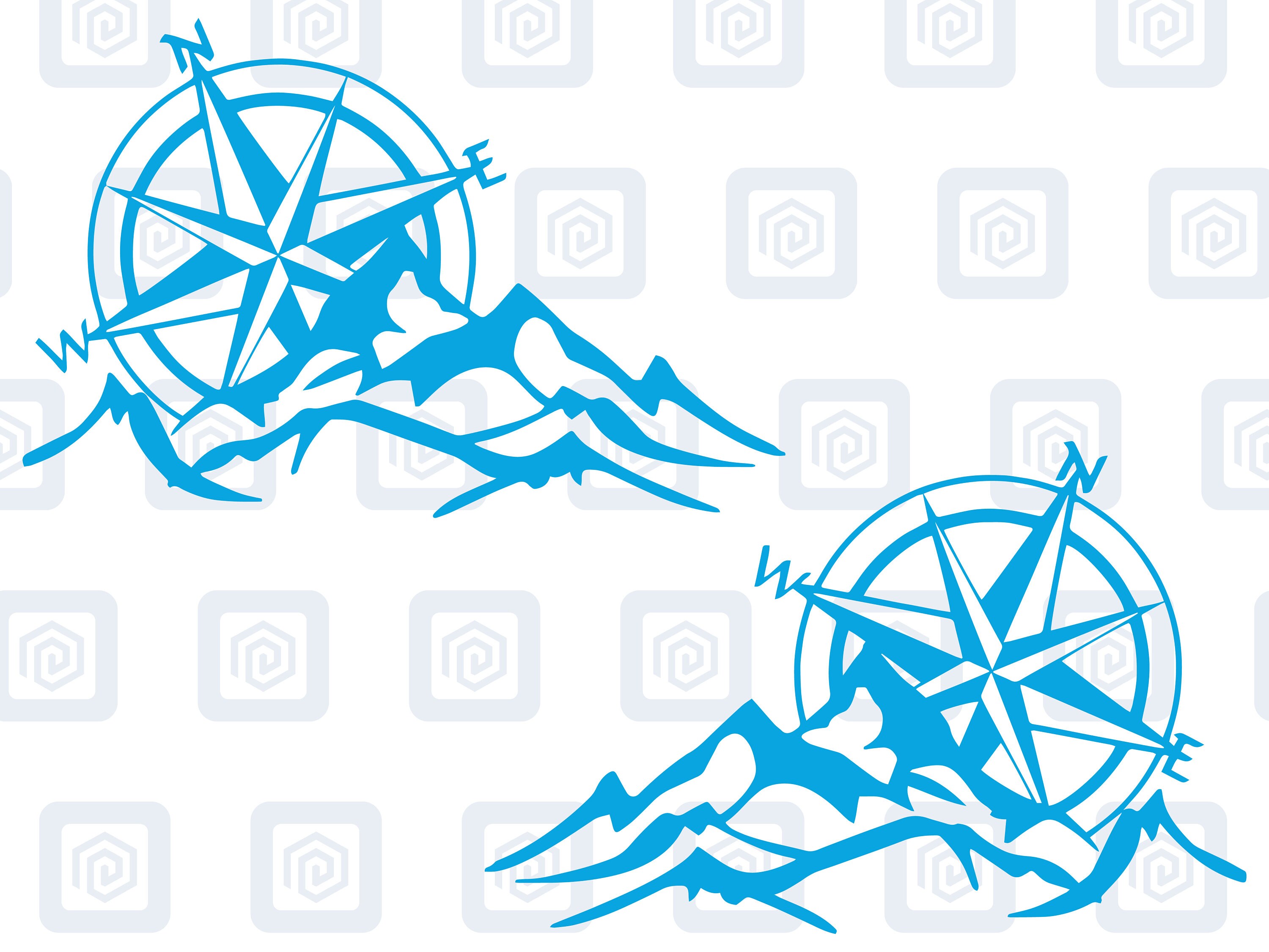 LARGE 2x Compass Mountain Vinyl Decals for Camper Van Caravan Sticker ...