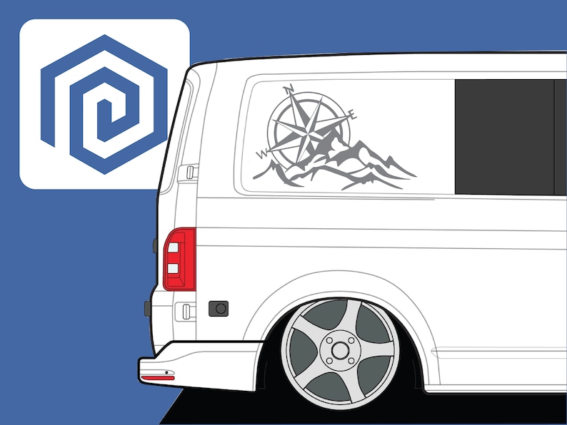 LARGE 2x Compass Mountain Vinyl Decals for Camper Van Caravan Sticker ...