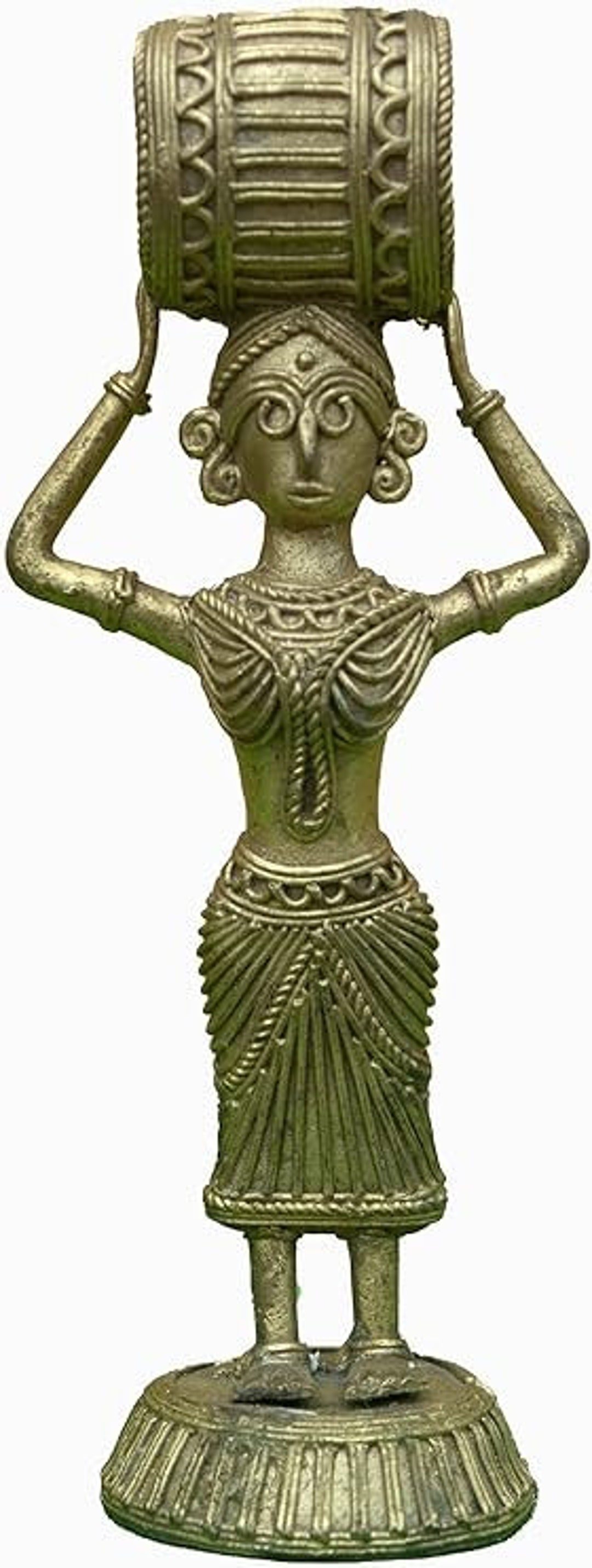 Rootgrove Dhokra Lady Carrying Barrel Figurine Brass Made - Etsy