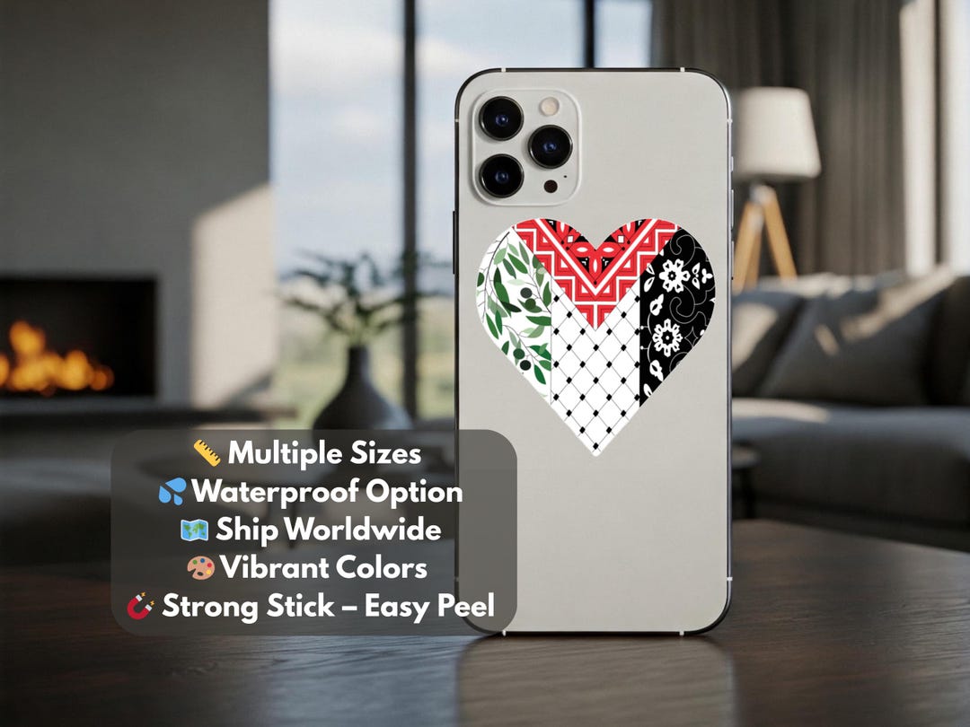 Palestine Heart Sticker Waterproof Pro Palestine Keffiyeh Resistance ...