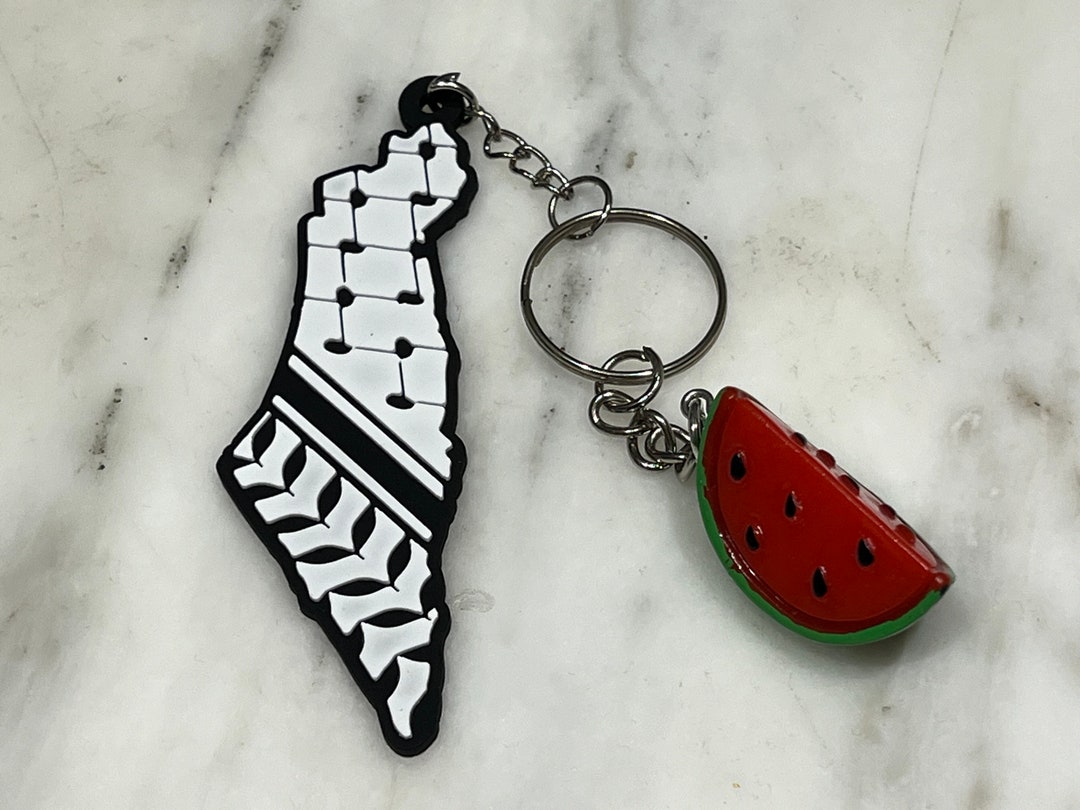 Palestine Map Keychain Palestine Keffiyeh Pattern Charm Crochet ...