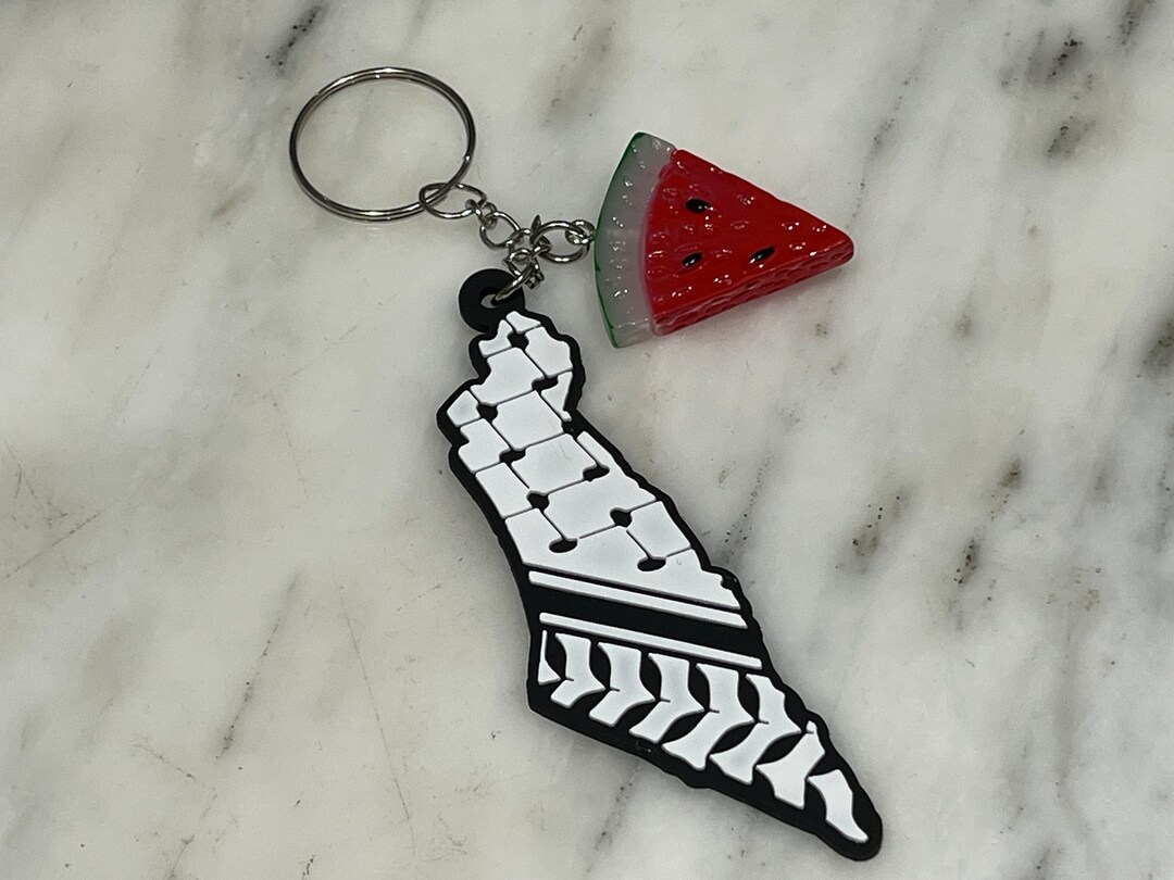 Palestinian Map With Keffiyeh Pattern Print Keychain - Palestine ...