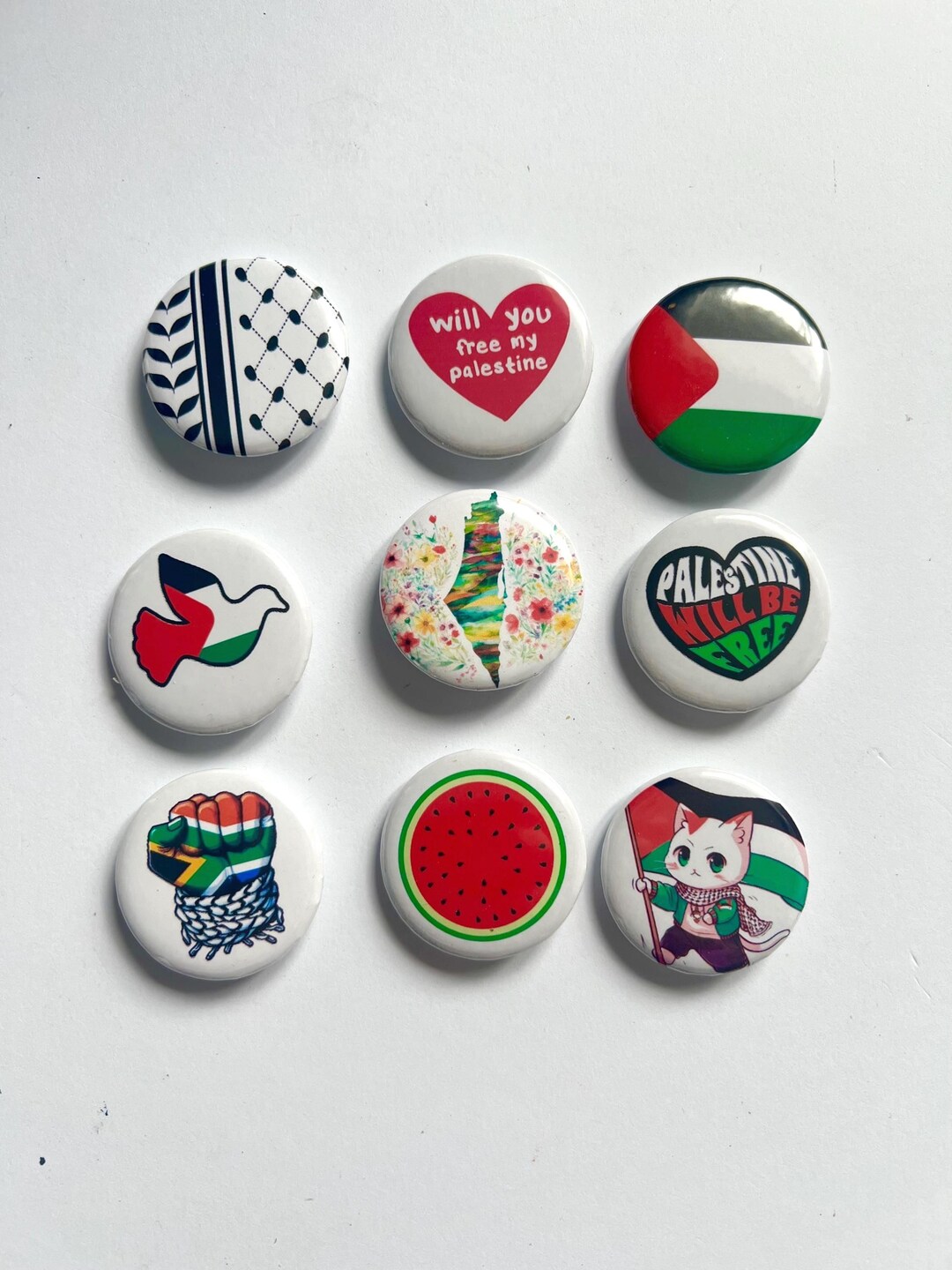 Palestine Solidarity Flag Pin Keffiyeh Pattern Button Badge Palestine ...