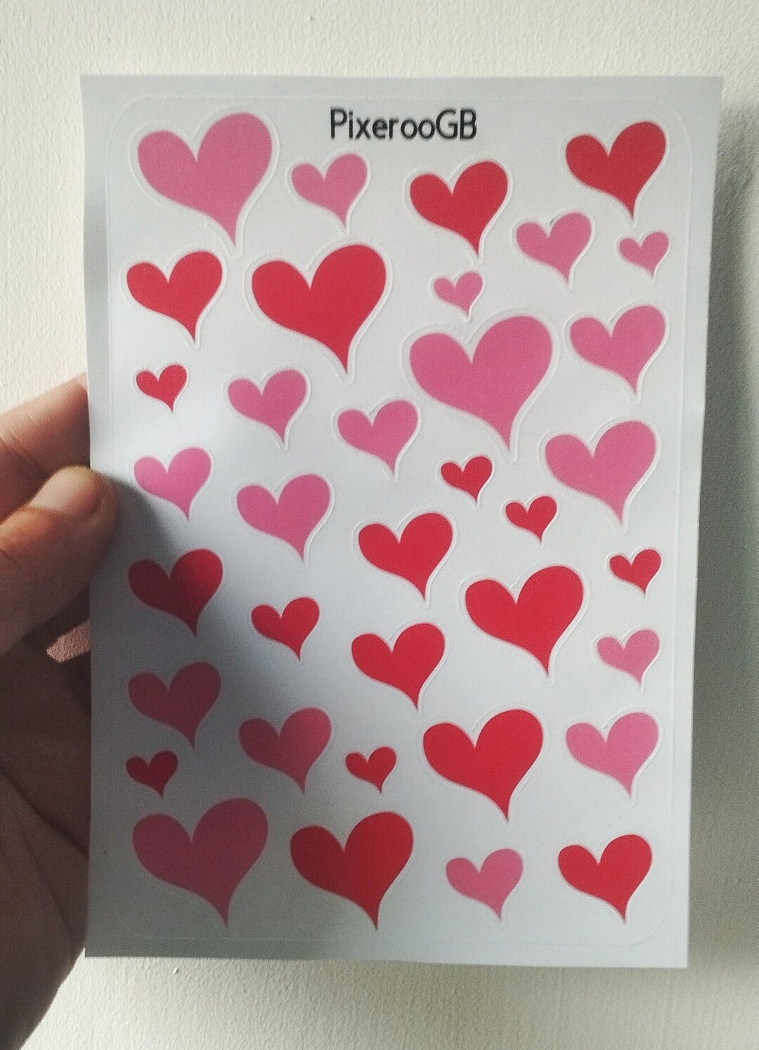 Cute Love Heart Sticker Sheet - Adorable Glossy Durable Vinyl Stickers ...