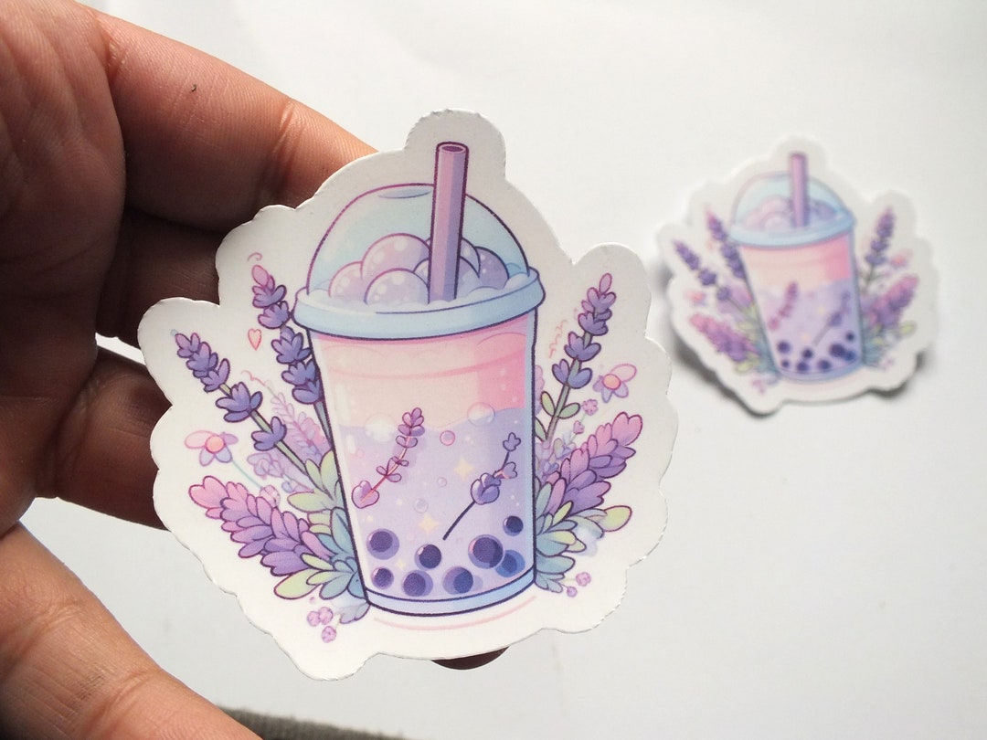 Lavender Boba Tea Sticker – Pastel Bubble Tea Vinyl Decal, Kawaii ...
